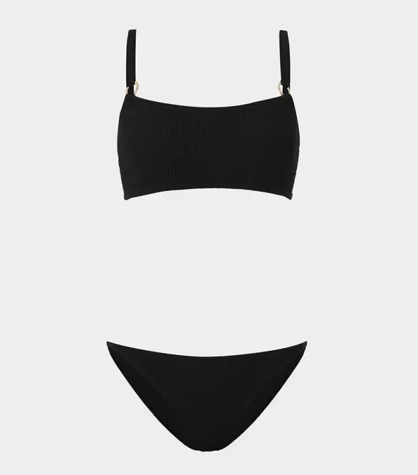 Hunza G Iris Bikini With Gold Hoops Bikini - Black
