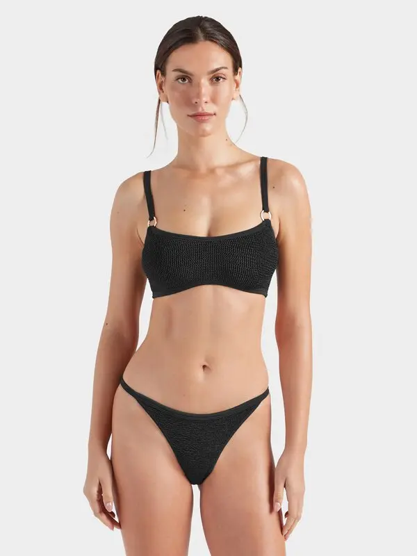 Hunza G Iris Bikini With Gold Hoops - Black