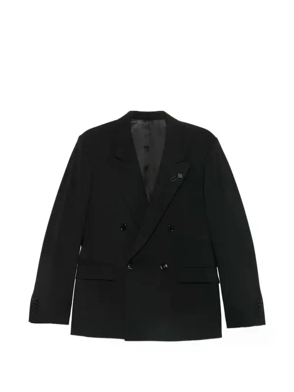 LARDINI Double-breasted Peak-lapel Blazer - Black