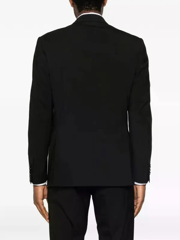 LARDINI Double-breasted Peak-lapel Blazer - Black