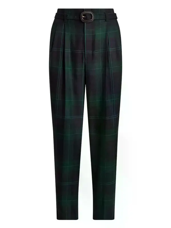 Polo Ralph Lauren Plaid-check Pleated Trousers - Black