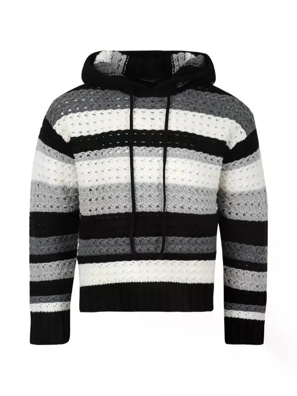 NAHMIAS Striped Crochet Hoodie - Black