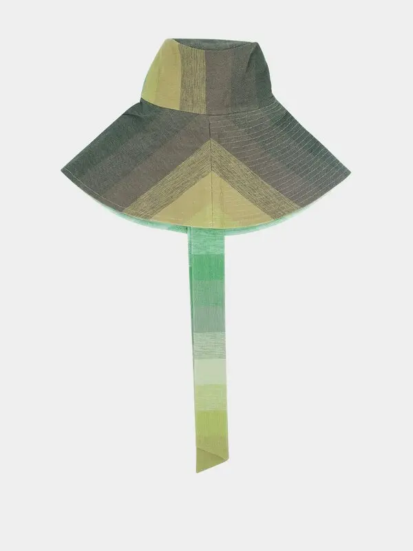 MARRAKSHI LIFE Striped Cotton Sun Hat - Green