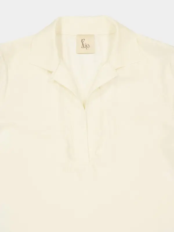 PAULA Silk Satin V-neck Top - Cream