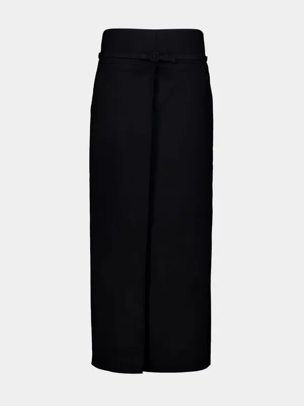 COURREGES Long Wool Skirt With Belt