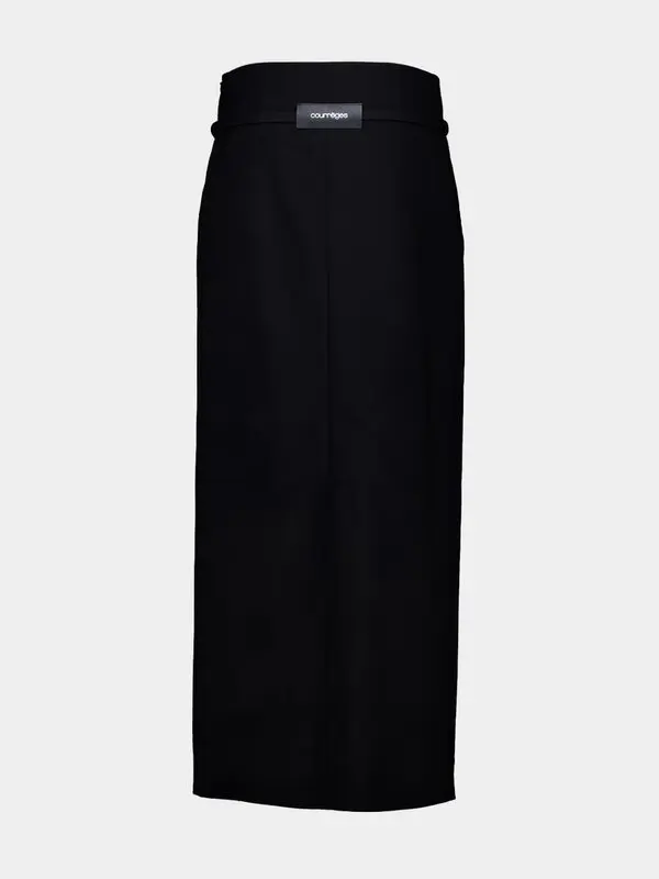 COURREGES Long Wool Skirt With Belt