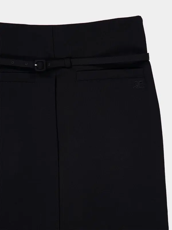 COURREGES Long Wool Skirt With Belt