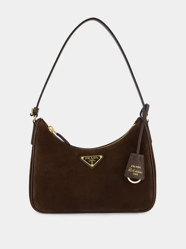 Prada Re-edition 2005 Suede Mini Bag - Brown