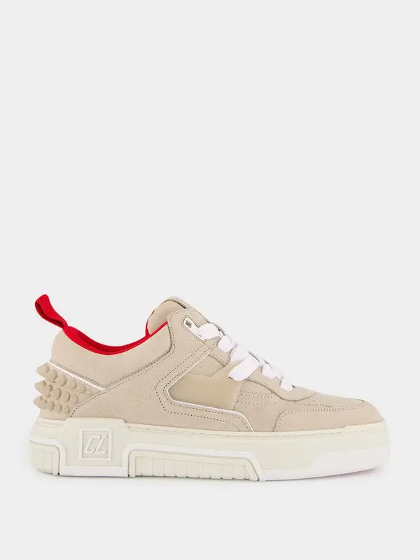 CHRISTIAN LOUBOUTIN Astroloubi 2 Nubuck Leather Sneakers - Beige