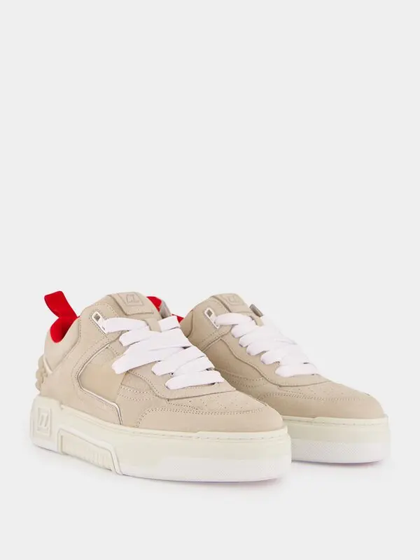 CHRISTIAN LOUBOUTIN Astroloubi 2 Nubuck Leather Sneakers - Beige