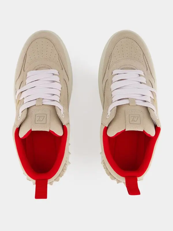 CHRISTIAN LOUBOUTIN Astroloubi 2 Nubuck Leather Sneakers - Beige