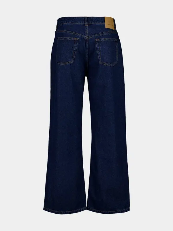 Ami Large Fit Raw Denim Jeans - Blue