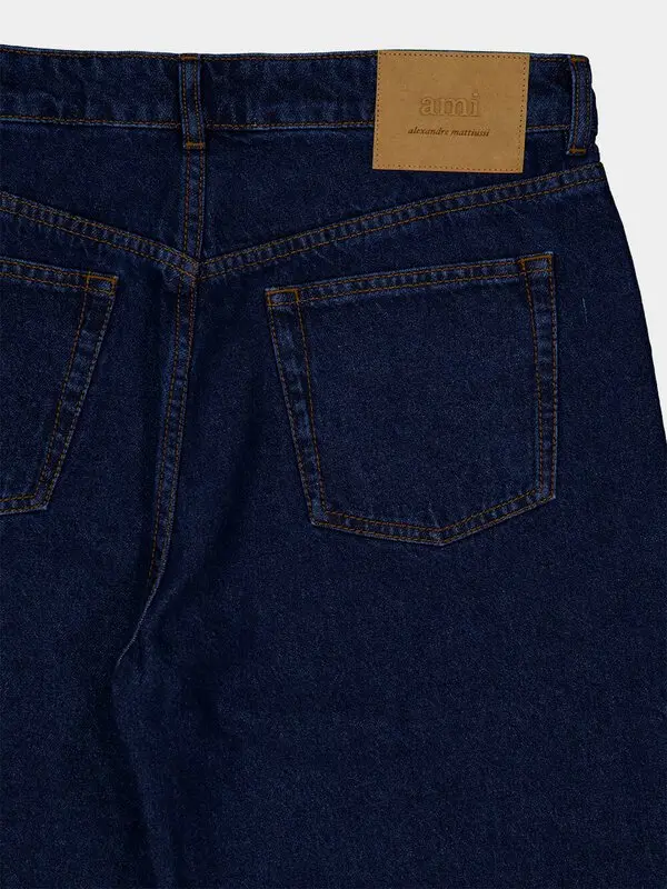 Ami Large Fit Raw Denim Jeans - Blue