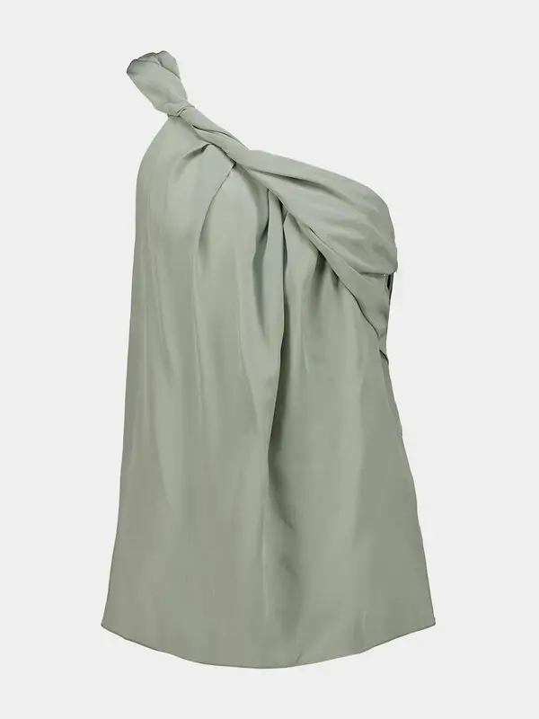 Balmain Draped One-shoulder Silk Crepe Top