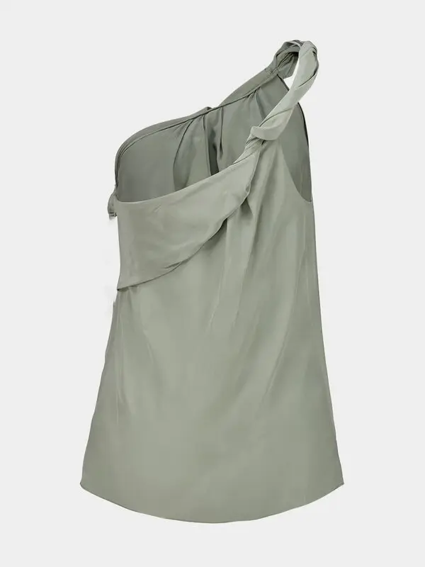 Balmain Draped One-shoulder Silk Crepe Top