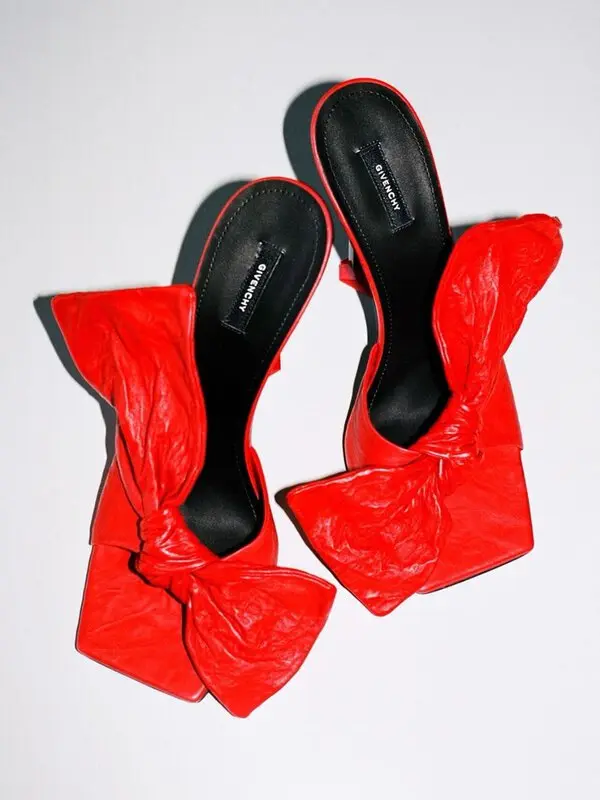 Givenchy Vermillon Boudoir Nappa Leather Heeled Mules - Red