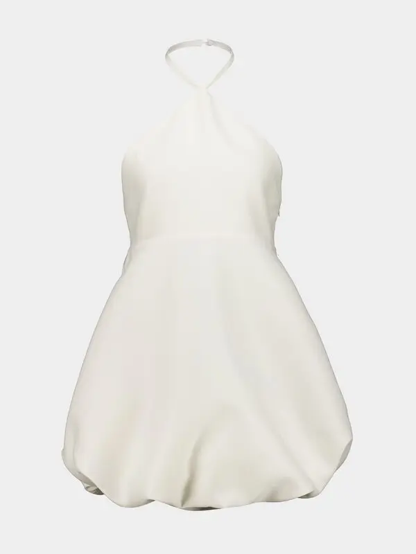 Balenciaga Halter Neck Wool Mini Dress - White