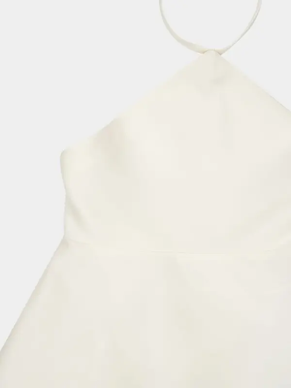 Balenciaga Halter Neck Wool Mini Dress - White
