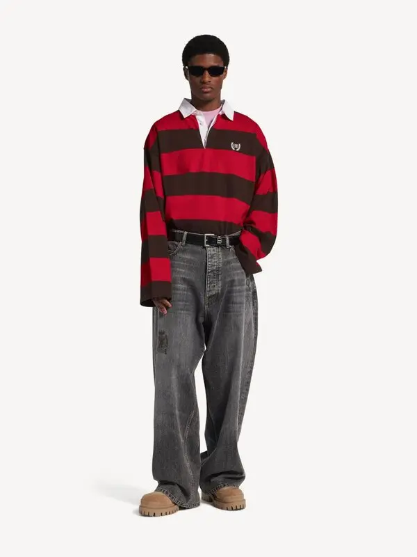 Balenciaga Dark Brown And Longsleeve Polo - Red