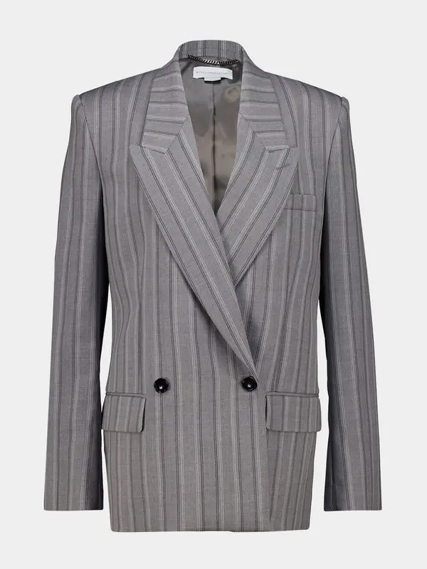Stella McCartney Melange Striped Wool Blazer - Grey