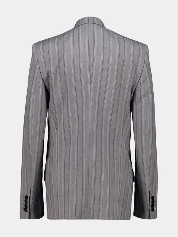 Stella McCartney Melange Striped Wool Blazer - Grey
