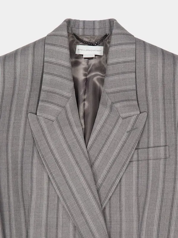 Stella McCartney Melange Striped Wool Blazer - Grey