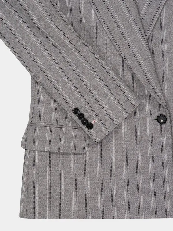 Stella McCartney Melange Striped Wool Blazer - Grey