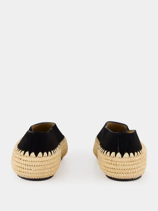 Gabriela Hearst Suede And Raffia Flat Shoes - Black
