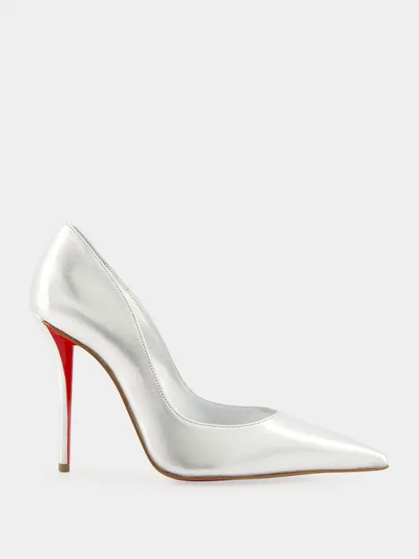CHRISTIAN LOUBOUTIN Miss Z 100 Laminato Leather Pumps - Silver