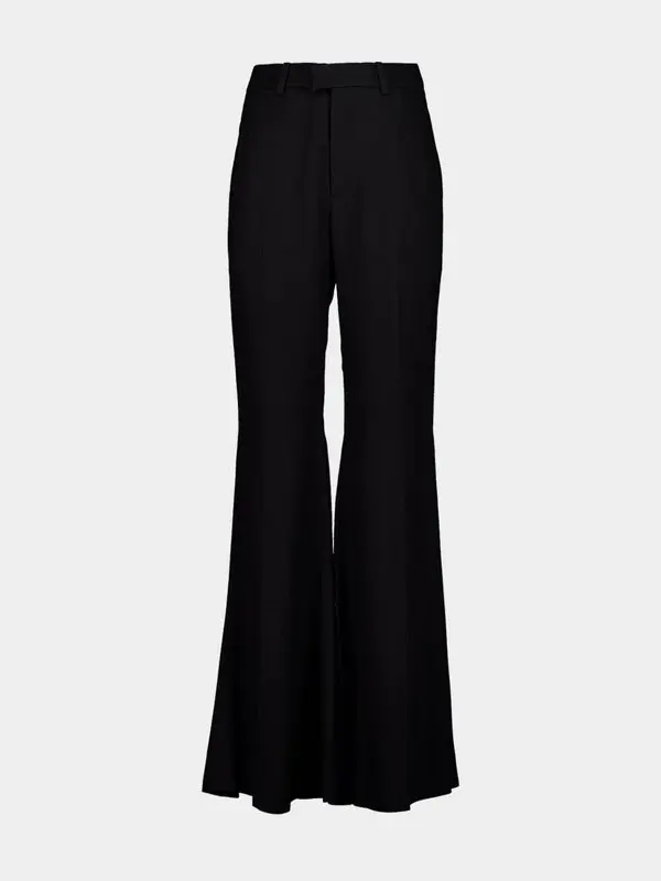 Balenciaga Fluid Flared Viscose Trousers - Black