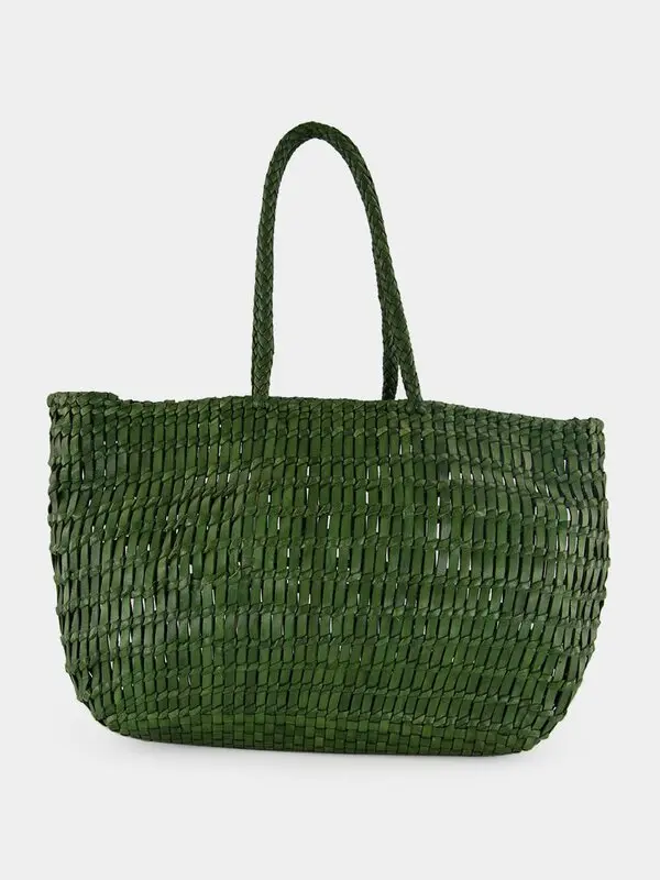 Dragon Diffusion Leaf Terrafino Woven Leather Tote