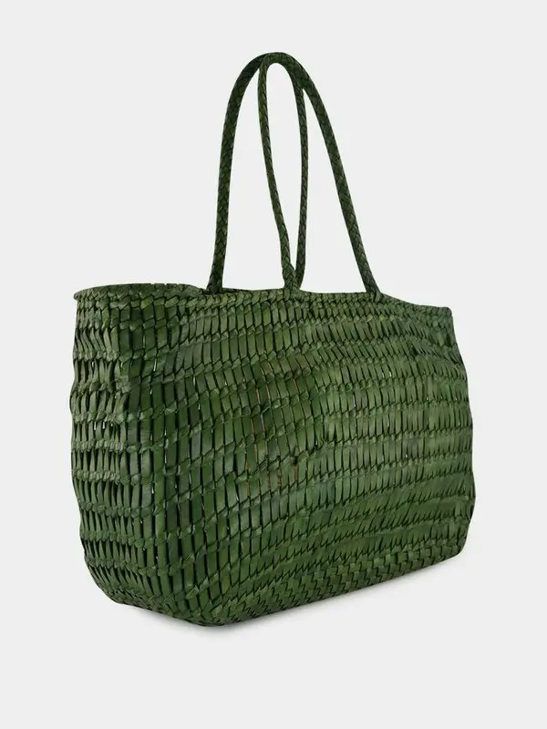 Dragon Diffusion Leaf Terrafino Woven Leather Tote