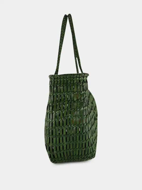 Dragon Diffusion Leaf Terrafino Woven Leather Tote