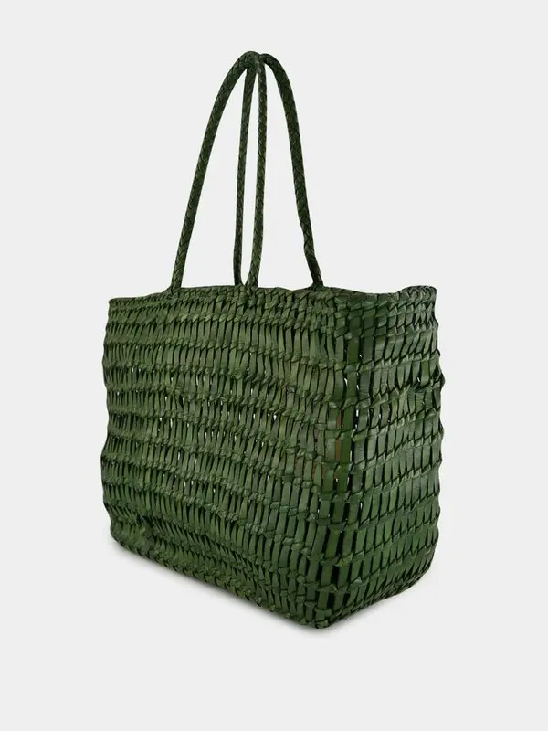 Dragon Diffusion Leaf Terrafino Woven Leather Tote