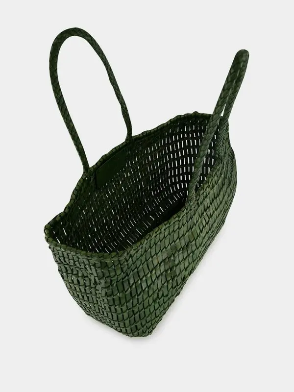 Dragon Diffusion Leaf Terrafino Woven Leather Tote