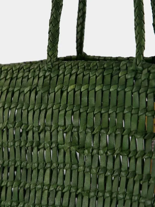 Dragon Diffusion Leaf Terrafino Woven Leather Tote