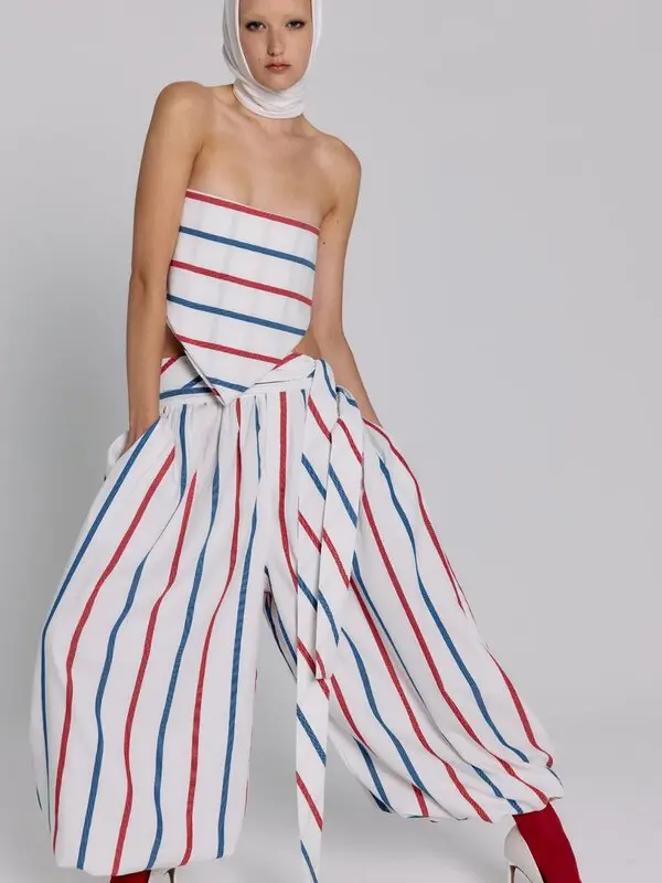 MARRAKSHI LIFE Stripe 57 The Triangle Cotton Sleeveless Top - Multicolour
