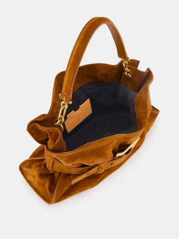 Balmain Anthem Medium Suede Leather Bag - Brown