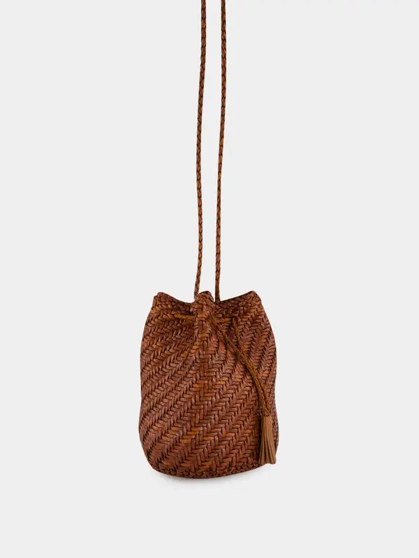 Dragon Diffusion Hand-crocheted Double Jump Bucket Bag - Brown