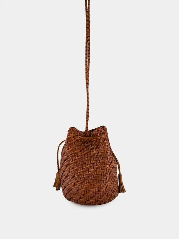 Dragon Diffusion Hand-crocheted Double Jump Bucket Bag - Brown
