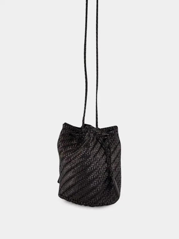 Dragon Diffusion Pompom Double Jump Hand-crocheted Bag - Black