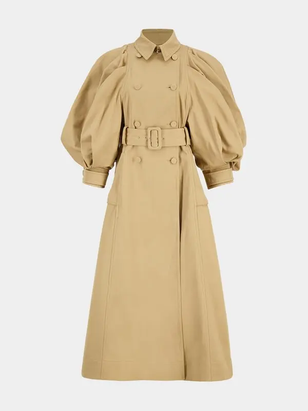 Gabriela Hearst Aeon Puff Sleeve Double-breasted Trench Coat - Beige
