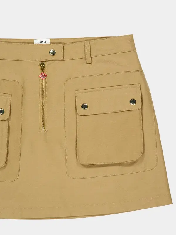 Casablanca Cotton Drill A-line Mini Skirt - Beige