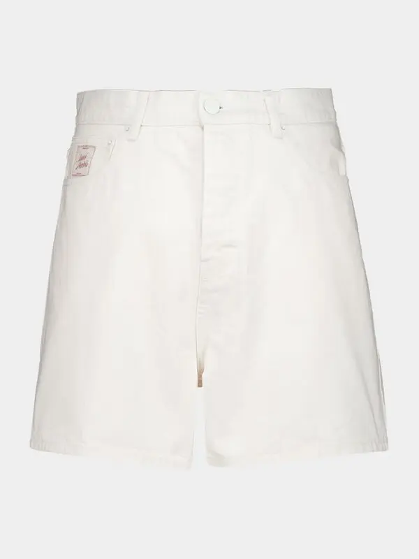Ami Cotton Twill Bermuda Shorts - White