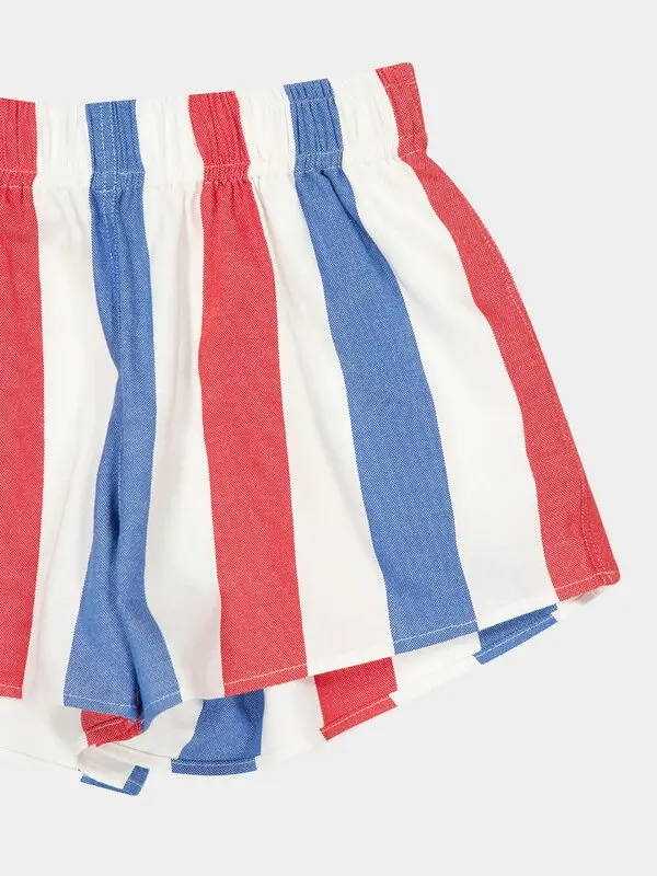 MARRAKSHI LIFE High-waisted Striped Cotton Shorts