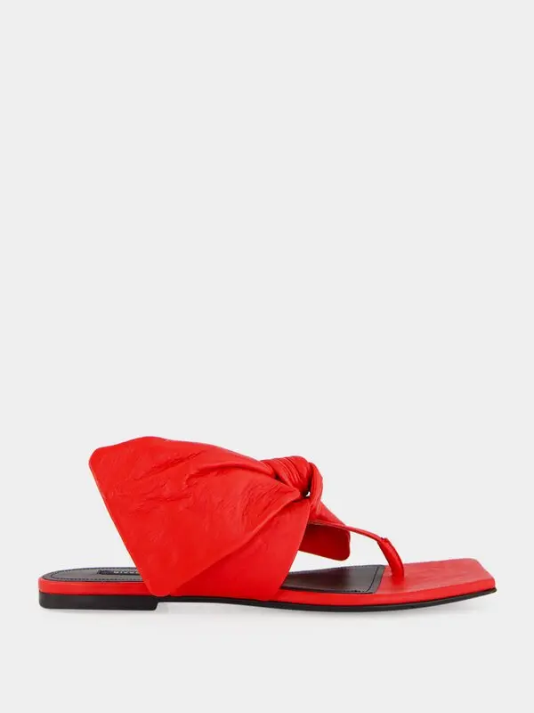 Givenchy Boudoir Nappa Leather Thong Sandals With Bow - Red