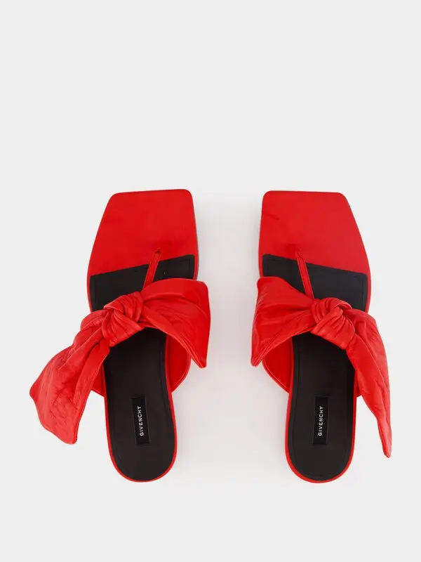 Givenchy Boudoir Nappa Leather Thong Sandals With Bow - Red