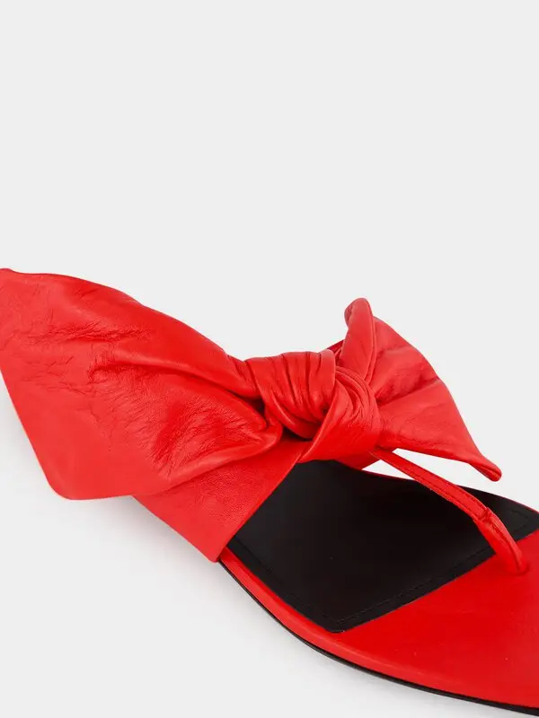 Givenchy Boudoir Nappa Leather Thong Sandals With Bow - Red