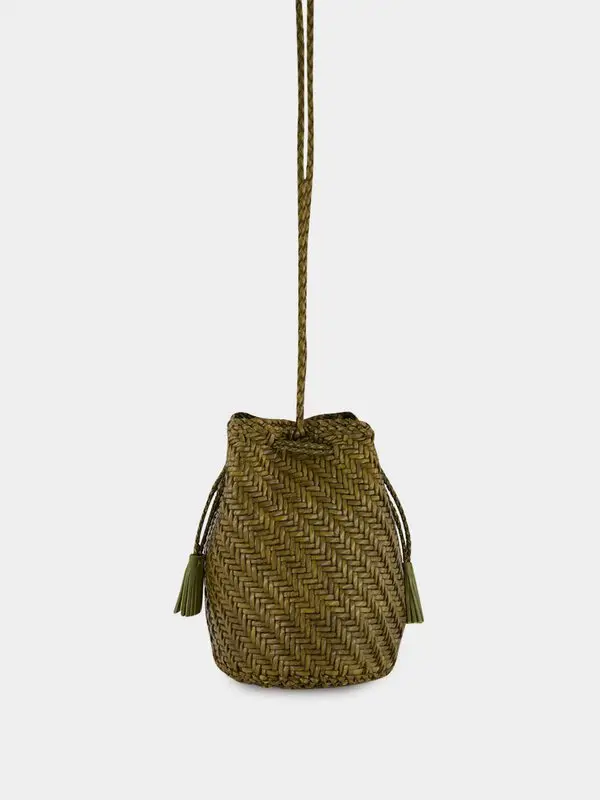 Dragon Diffusion Pompom Double Jump Hand-crocheted Bag - Green