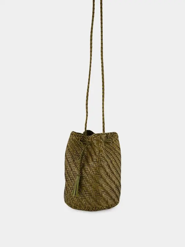 Dragon Diffusion Pompom Double Jump Hand-crocheted Bag - Green
